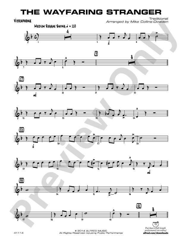 The Wayfaring Stranger Vibraphone Vibraphone Part Digital Sheet