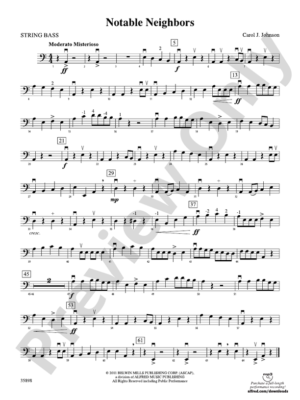 Notable Neighbors: String Bass: String Bass Part - Digital Sheet Music ...