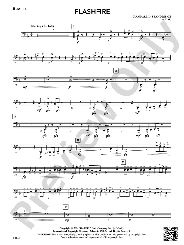 Flashfire: Bassoon: Bassoon Part: Randall D. Standridge - Digital Sheet Music Download
