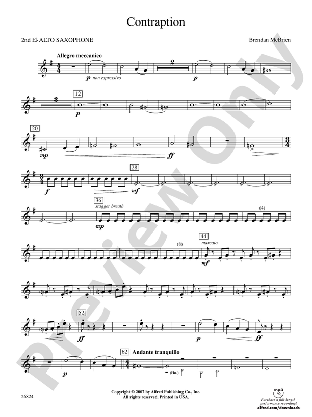 Contraption: 2nd E-flat Alto Saxophone: 2nd E-flat Alto Saxophone Part ...