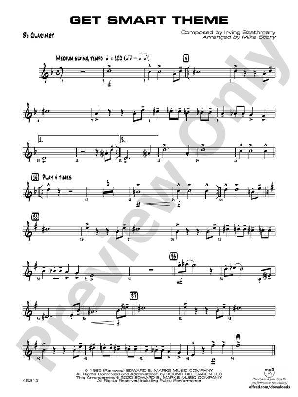 Get Smart Theme: 1st B-flat Clarinet: 1st B-flat Clarinet Part ...