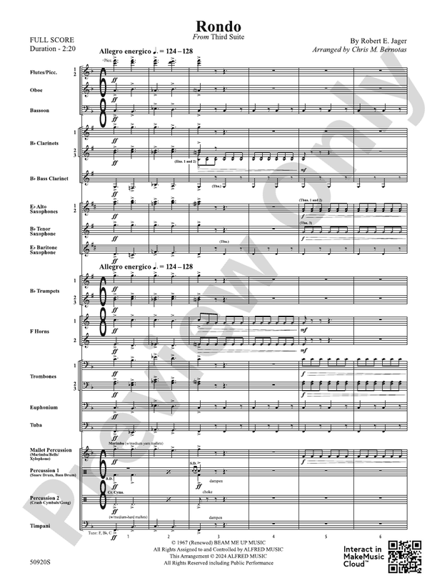 Rondo: Score: Concert Band Score - Digital Sheet Music Download