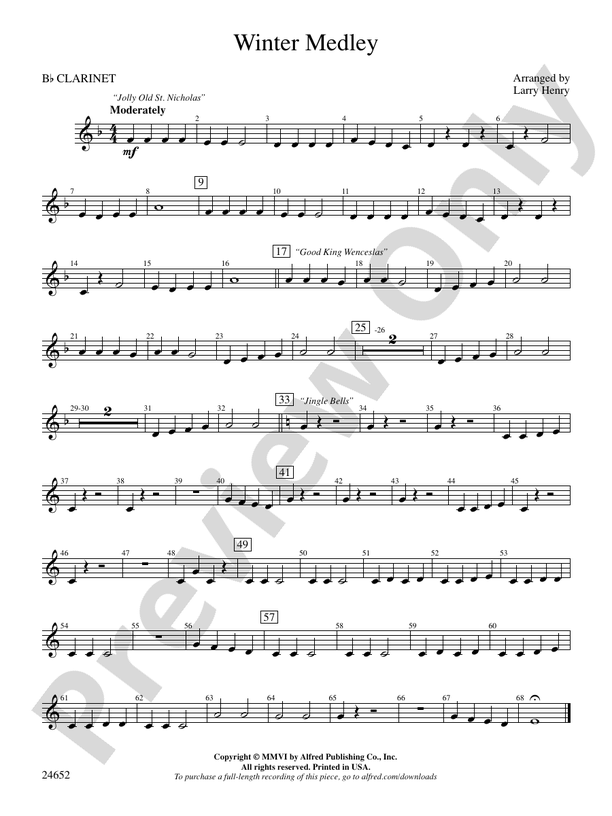 Winter Medley: 1st B-flat Clarinet: 1st B-flat Clarinet Part - Digital ...