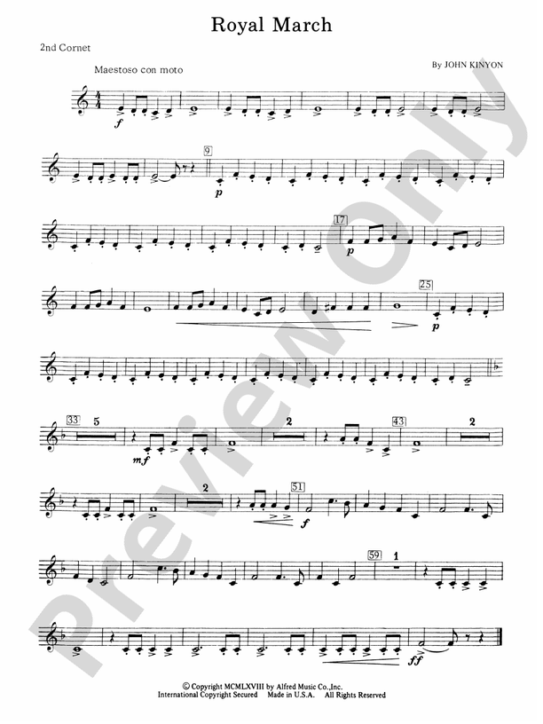 Royal March: 2nd B-flat Cornet: 2nd B-flat Cornet Part - Digital Sheet ...