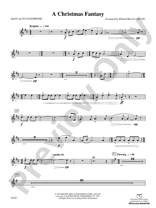 A Christmas Fantasy: 2nd E-flat Alto Saxophone: 2nd E-flat Alto Saxophone Part - Digital Sheet ...