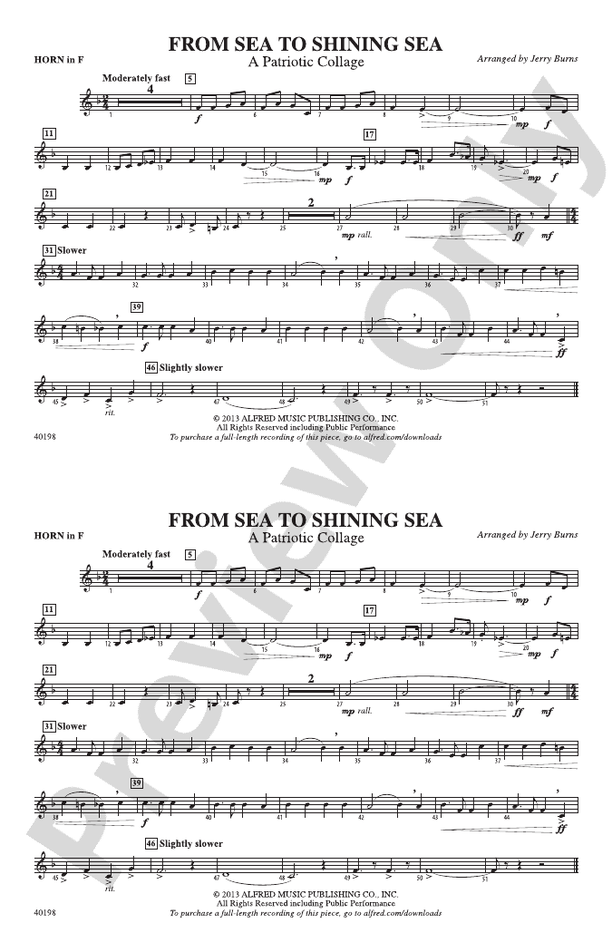From Sea to Shining Sea: 1st F Horn: 1st F Horn Part - Digital Sheet ...