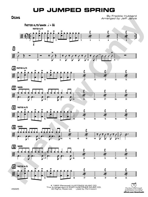 Up Jumped Spring: Drums: Drums Part - Digital Sheet Music Download