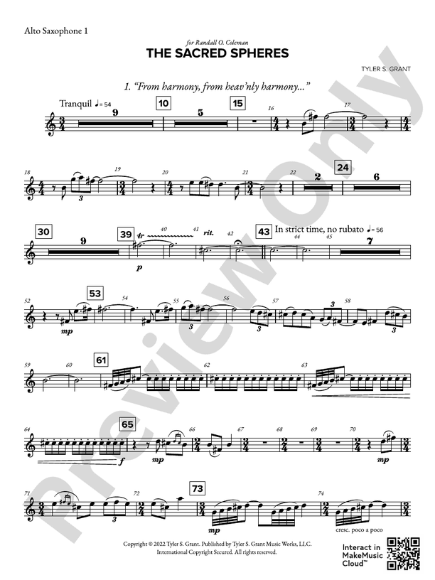 The Sacred Spheres: 1st E-flat Alto Saxophone: 1st E-flat Alto Saxophone Part - Digital Sheet ...