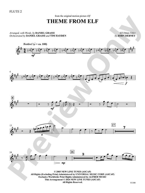 Theme from Elf: 2nd Flute: 2nd Flute Part - Digital Sheet Music Download