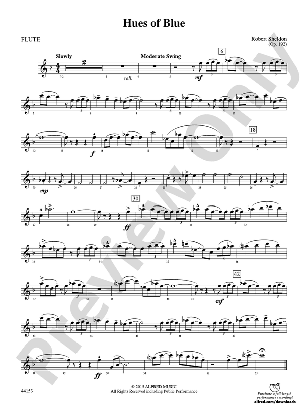 Hues of Blue: Flute: Flute Part - Digital Sheet Music Download