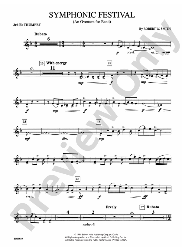 Symphonic Festival (An Overture for Band): 3rd B-flat Trumpet: 3rd B-flat Trumpet Part - Digital ...