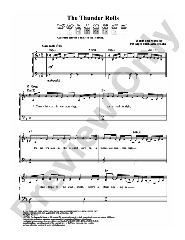 The Thunder Rolls: Piano/Vocal/Chords: Garth Brooks - Digital Sheet Music Download