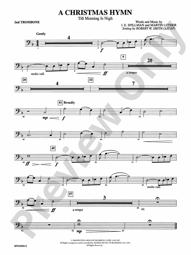 A Christmas Hymn: 2nd Trombone: 2nd Trombone Part - Digital Sheet Music Download
