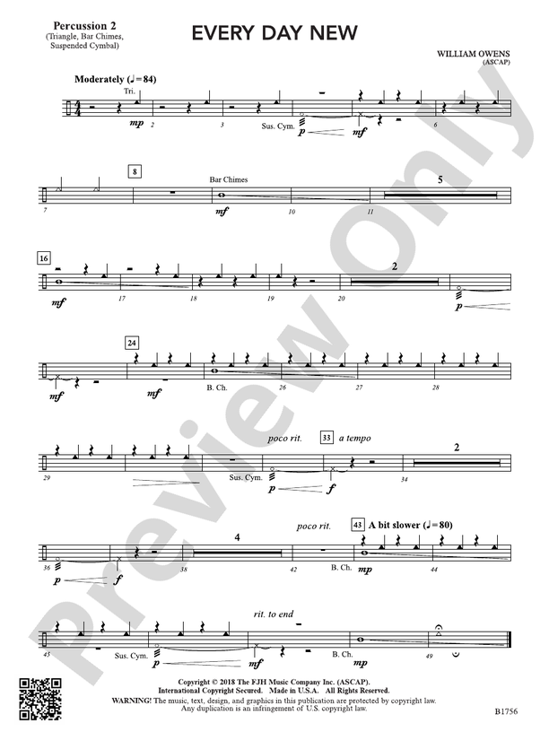 Every Day New: Percussion 2: Percussion 2 Part: William Owens - Digital ...