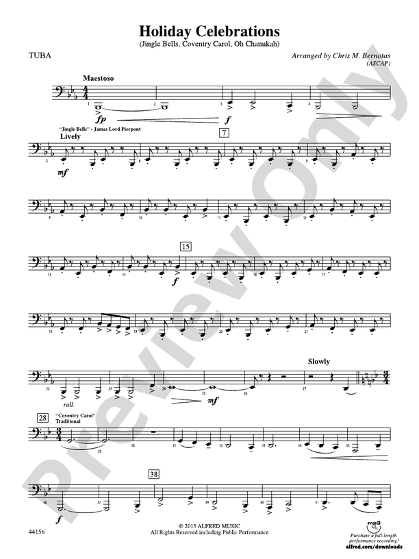 Holiday Celebrations: Tuba: Tuba Part - Digital Sheet Music Download
