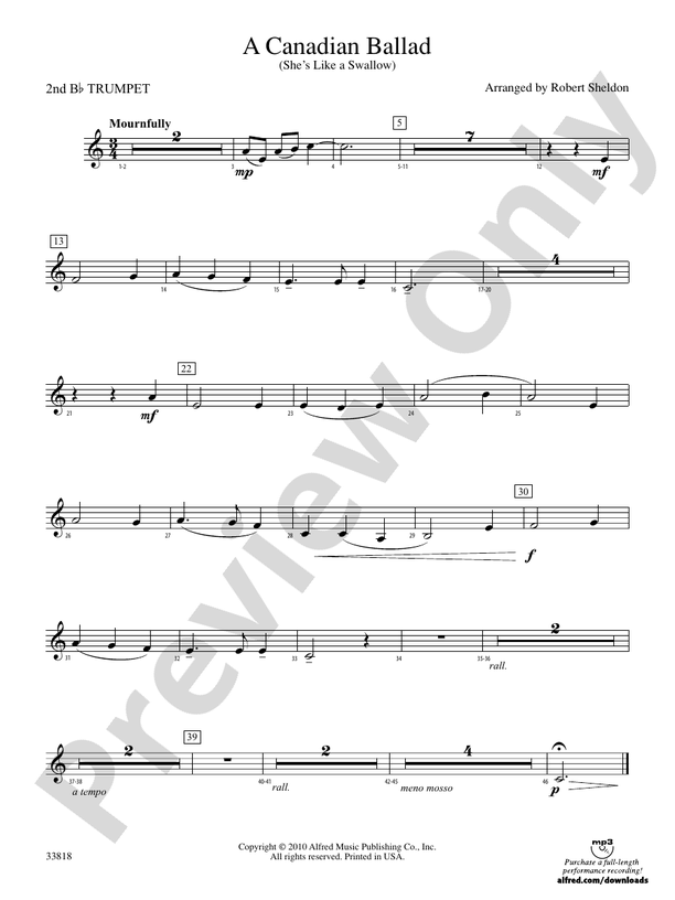 A Canadian Ballad: 2nd B-flat Trumpet: 2nd B-flat Trumpet Part - Digital Sheet Music Download