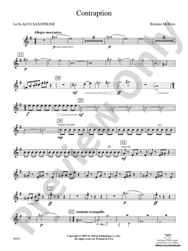 Contraption: E-flat Alto Saxophone: E-flat Alto Saxophone Part ...