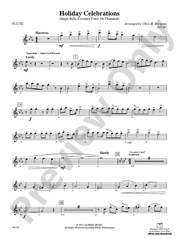 Holiday Celebrations: Flute: Flute Part - Digital Sheet Music Download