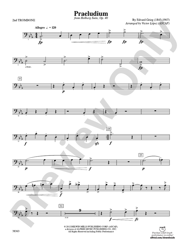 Praeludium: 2nd Trombone: 2nd Trombone Part - Digital Sheet Music Download