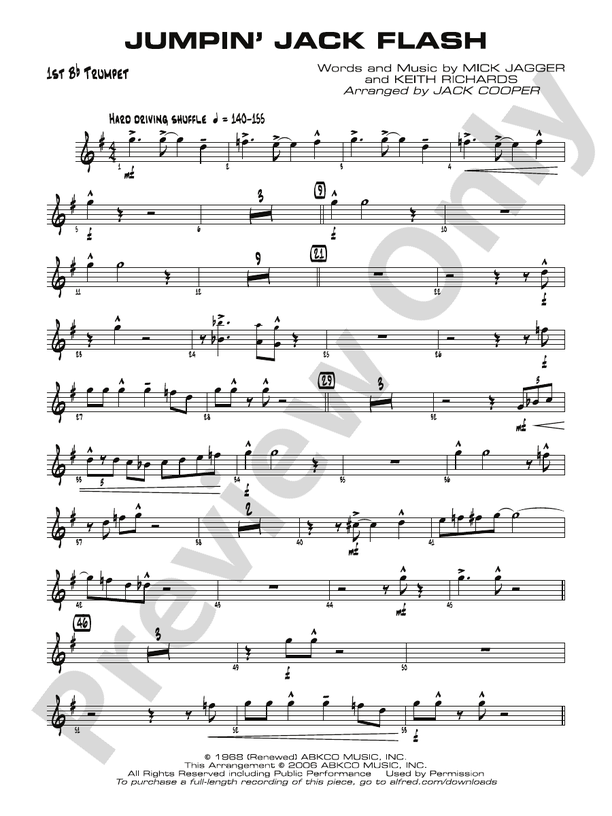 Jumpin' Jack Flash: 1st B-flat Trumpet: 1st B-flat Trumpet Part - Digital Sheet Music Download