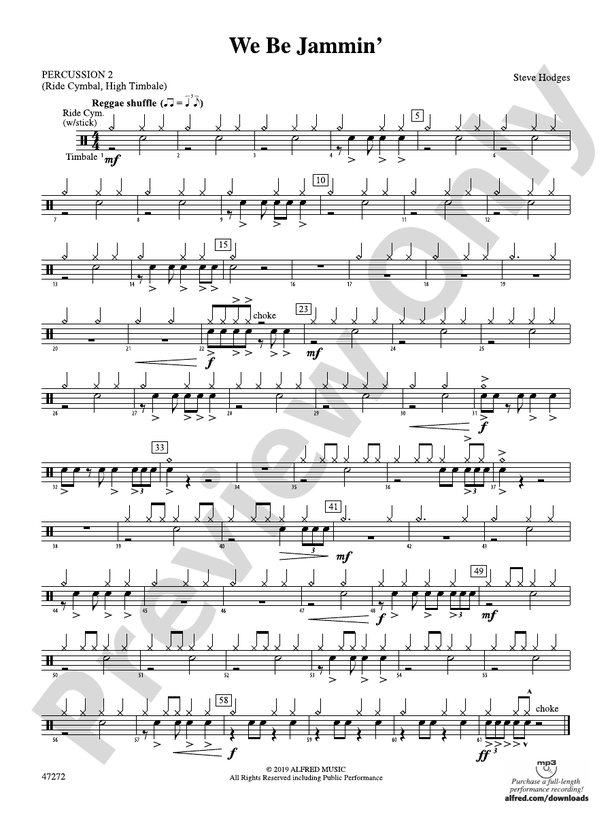 We Be Jammin': 2nd Percussion: 2nd Percussion Part - Digital Sheet ...