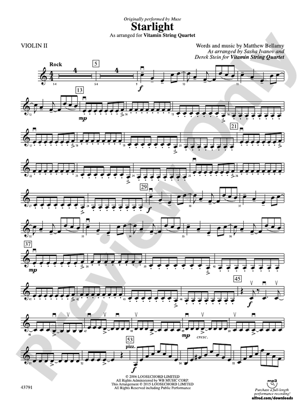 Starlight: 2nd Violin: 2nd Violin Part - Digital Sheet Music Download