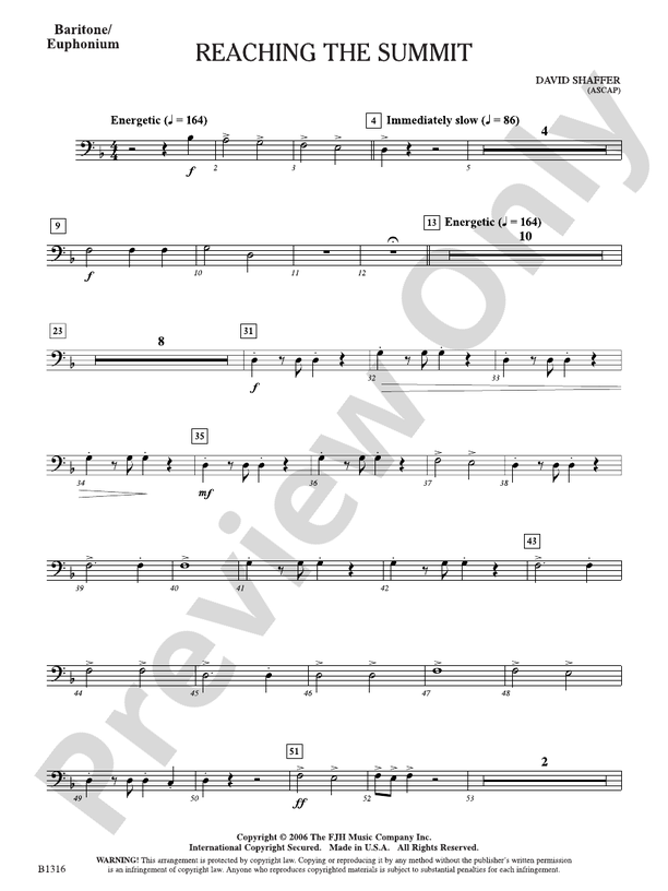 Reaching the Summit: Baritone/Euphonium: Baritone/Euphonium Part: David ...