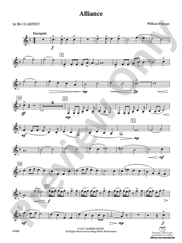 Alliance: 1st B-flat Clarinet: 1st B-flat Clarinet Part - Digital Sheet Music Download