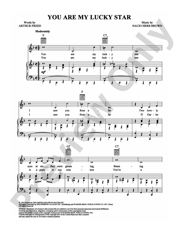 You Are My Lucky Star: Piano/Vocal/Chords: Judy Garland - Digital Sheet Music Download