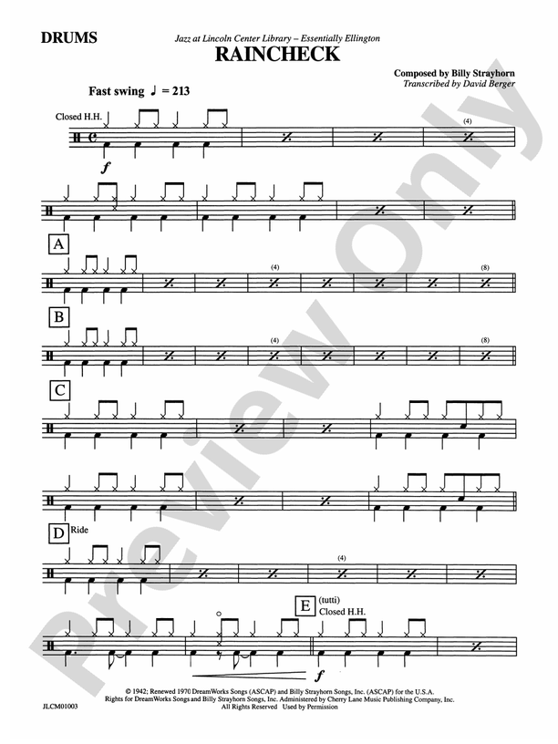 Raincheck: Drums: Drums Part - Digital Sheet Music Download
