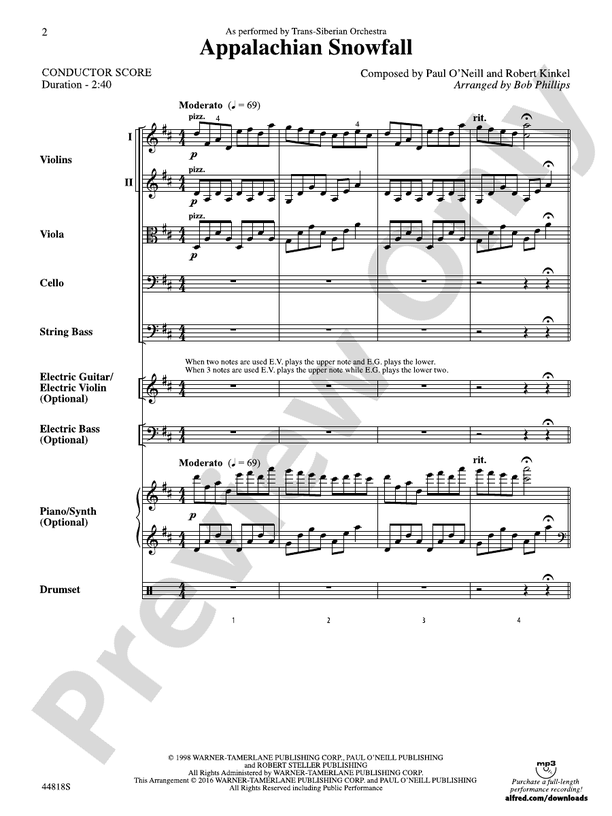Appalachian Snowfall: Score: String Orchestra Score - Digital Sheet ...
