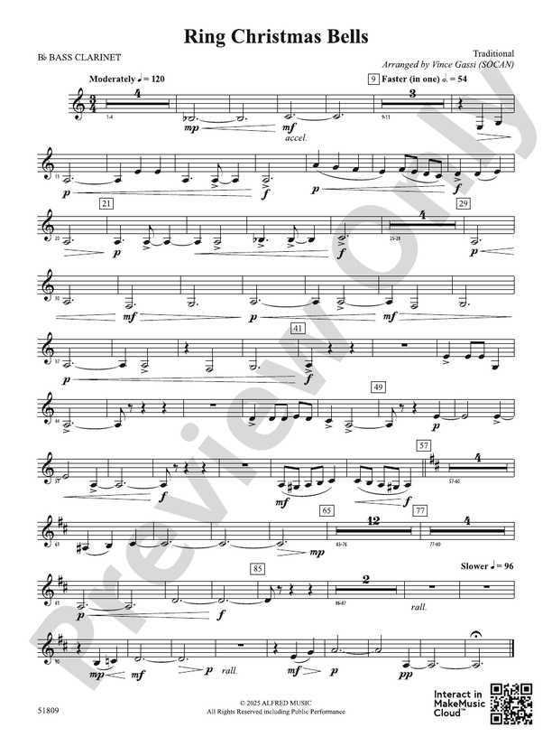Ring Christmas Bells: B-flat Bass Clarinet: B-flat Bass Clarinet Part ...