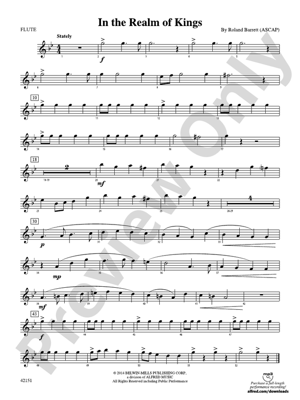 In the Realm of Kings: Flute: Flute Part - Digital Sheet Music Download