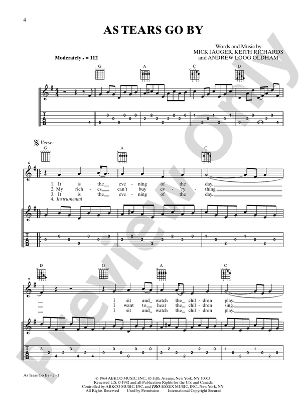 As Tears Go By: Banjo: The Rolling Stones - Digital Sheet Music Download