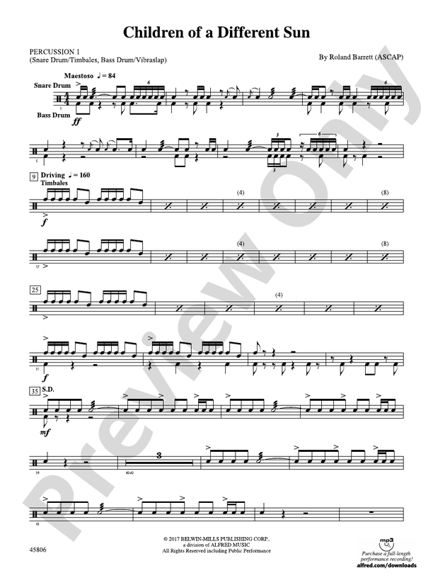 Children of a Different Sun: 1st Percussion: 1st Percussion Part ...