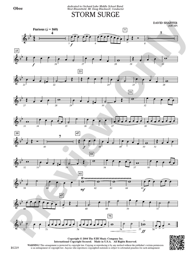 Storm Surge: Oboe: Oboe Part: David Shaffer - Digital Sheet Music Download