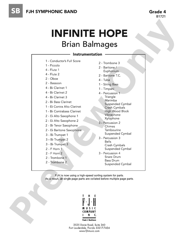 Infinite Hope: Concert Band Conductor Score & Parts: Brian Balmages ...