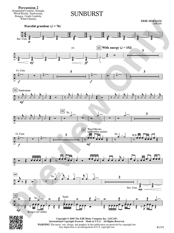 Sunburst: Percussion 2: Percussion 2 Part: Erik Morales - Digital Sheet Music Download