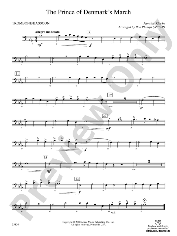 The Prince of Denmark's March: 1st Trombone: 1st Trombone Part ...