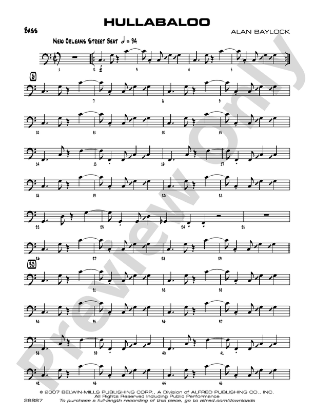 Hullabaloo: String Bass: String Bass Part - Digital Sheet Music Download