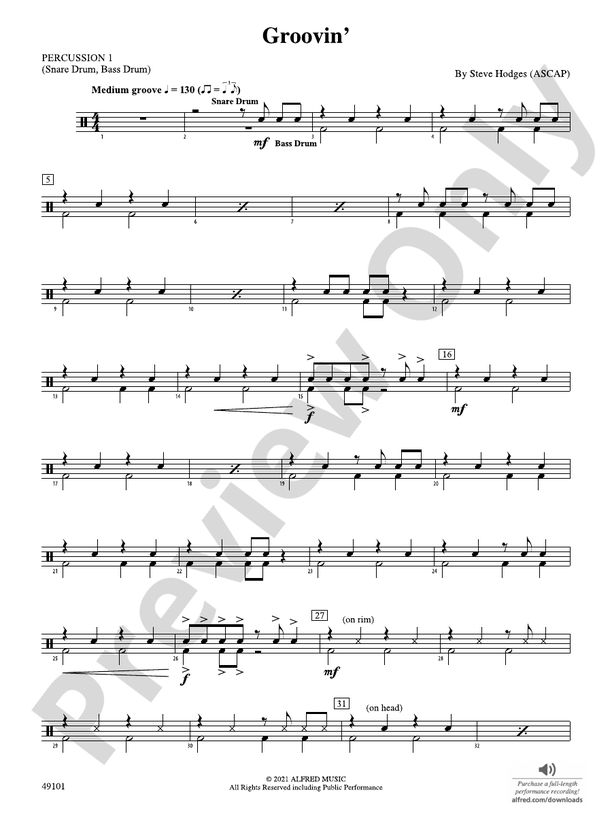Groovin': 1st Percussion: 1st Percussion Part - Digital Sheet Music ...