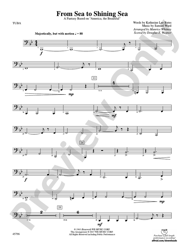 From Sea to Shining Sea: Tuba: Tuba Part - Digital Sheet Music Download
