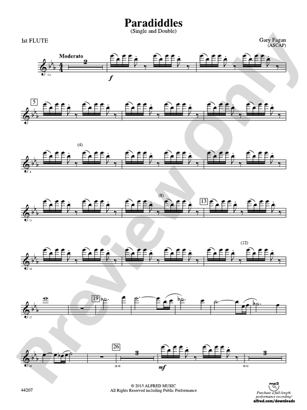 Paradiddles: Flute: Flute Part - Digital Sheet Music Download