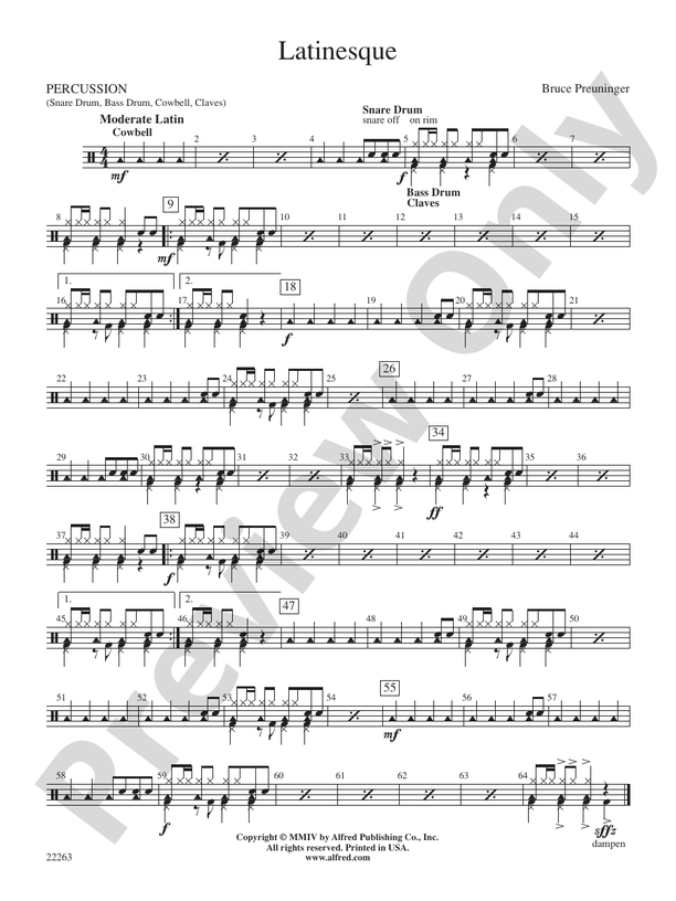 Latinesque: 1st Percussion: 1st Percussion Part - Digital Sheet Music Download