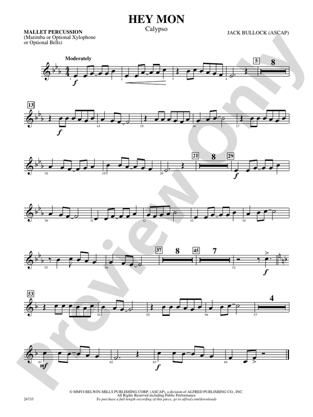 Hey Mon (Calypso): Mallets: Mallets Part - Digital Sheet Music Download