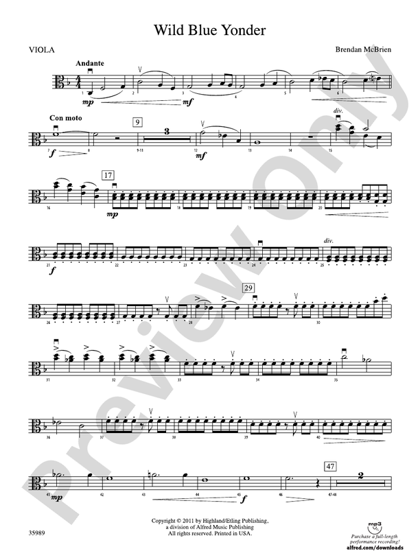 Wild Blue Yonder: Viola: Viola Part - Digital Sheet Music Download