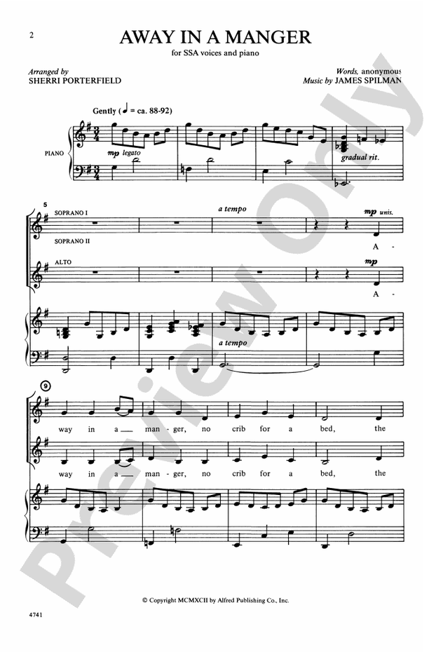 Away in a Manger: SSA Choral Octavo - Digital Sheet Music Download