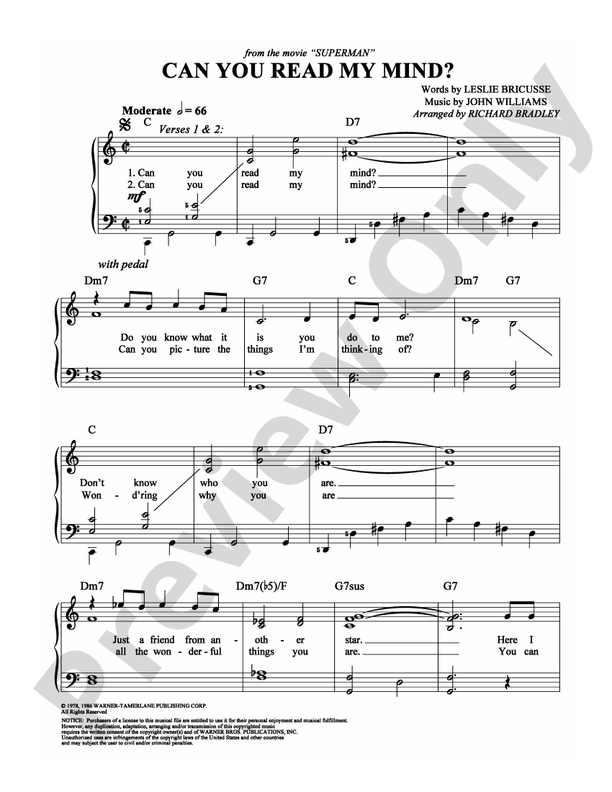 Can You Read My Mind?: Easy Piano: John Williams - Digital Sheet Music ...