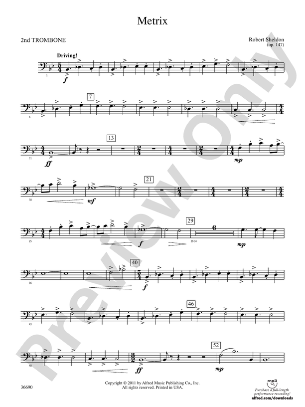 Metrix: 2nd Trombone: 2nd Trombone Part - Digital Sheet Music Download