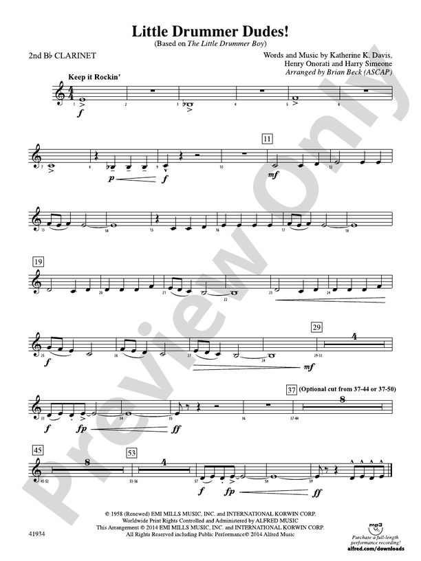 Little Drummer Dudes!: 2nd B-flat Clarinet: 2nd B-flat Clarinet Part ...